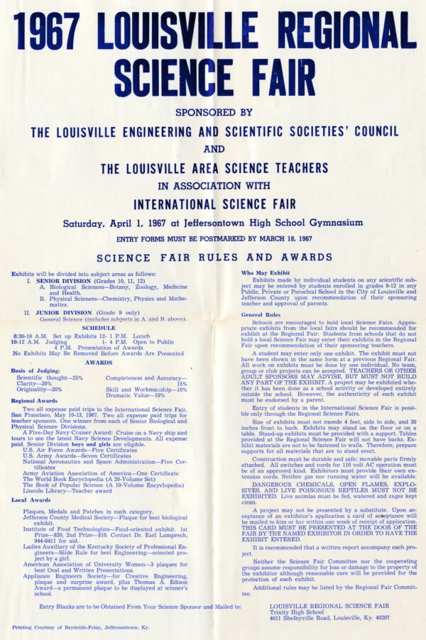 Louisville Regional Science Fair - 1966 - Nomadic Research Labs
