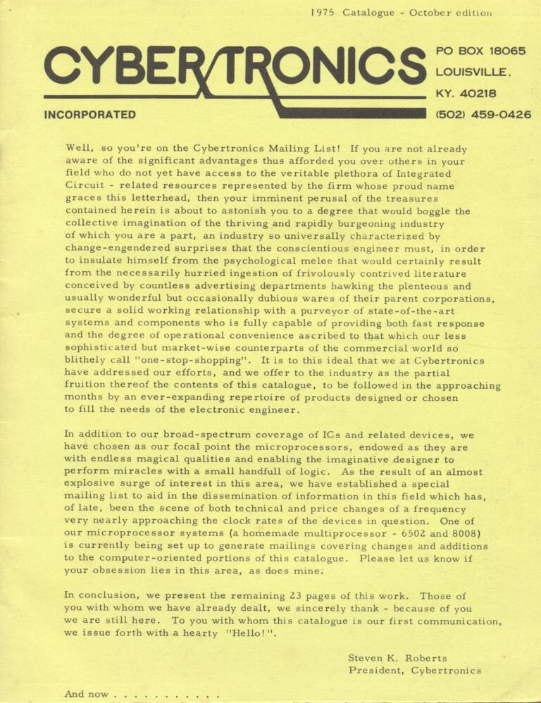 Cybertronics Catalogs - 1975 - Nomadic Research Labs