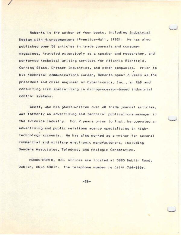 Words'worth 1983 press release - Nomadic Research Labs